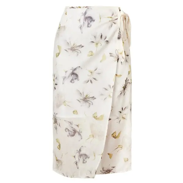 ITALIA A COLLECTION Neutrals Floral Wrap Pencil Skirt - White