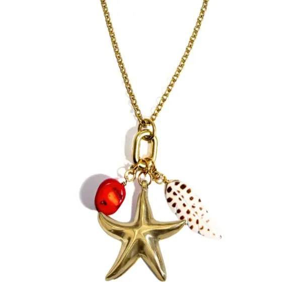 Rachel Nathan Red / Gold / Neutrals Tidal Treasure Necklace