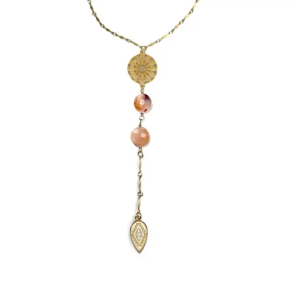 Rachel Nathan Gold-filled Sun Blossom Y-necklace - Pink/gold