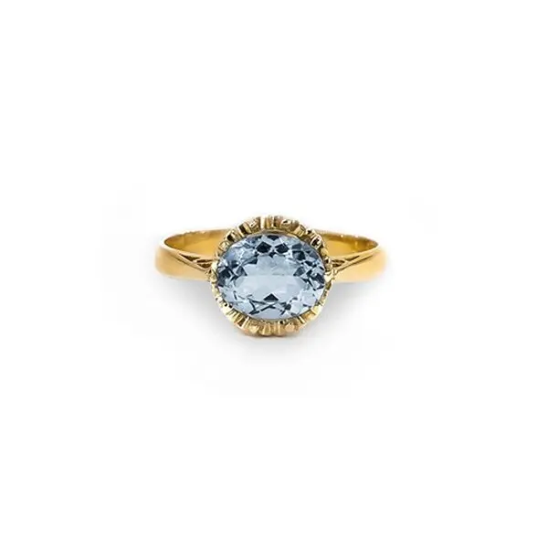 MARTELIÈ Ring, Synthetic Aquamarine, Brilliant Cut - Gold