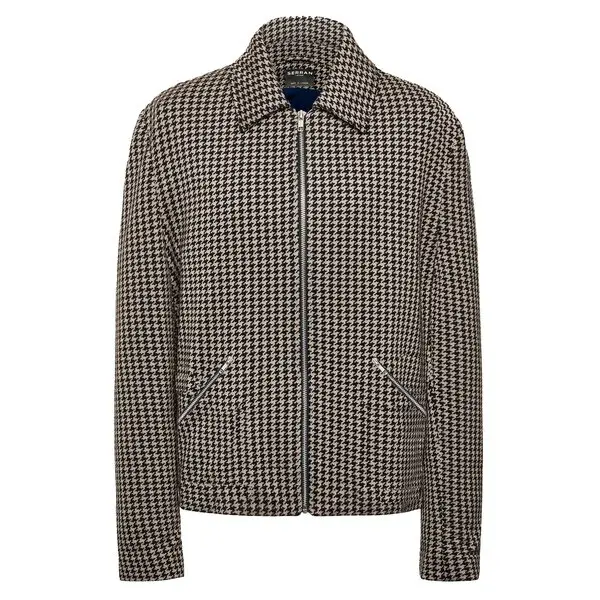 SERRAN LONDON Black / Grey Houndstooth Knitted Jacket Black & Grey