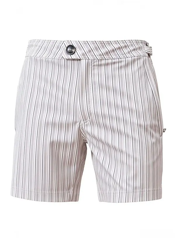 VAYLA Neutrals / Long Length Mocha & Stripe Swim Shorts