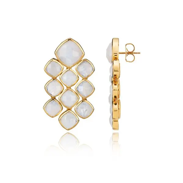 LULU B LONDON Moonstone Chandelier Gemstone Earrings - White