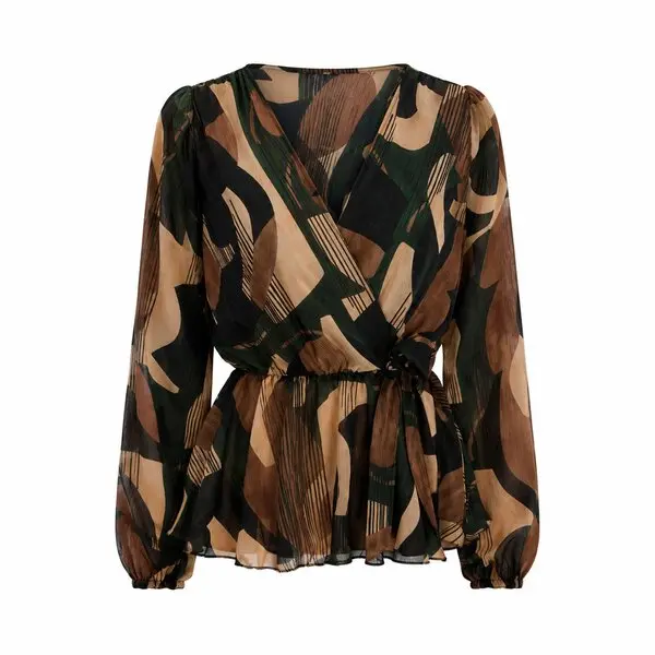 CHIARELLA Adriana Blouse Khaki & Olive Print