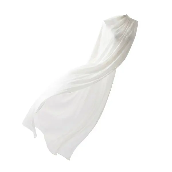 SILK AND BEARS Hand-dyed Pearl Mulberry Silk Bridal Shawl — 85 × 300cm - White