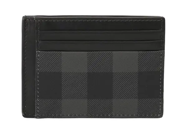 Burberry Check Money Clip Card Case - Charcoal/black
