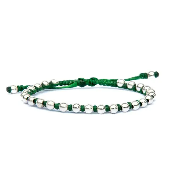 HARBOUR UK Sweet Friendship Silver Rope Bracelet - Green
