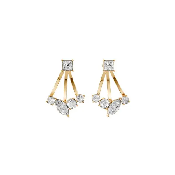 AYA FINE JEWELRY Princess & Marquise Lab Diamond Statement Drop Earrings In 14k Gold - Yellow