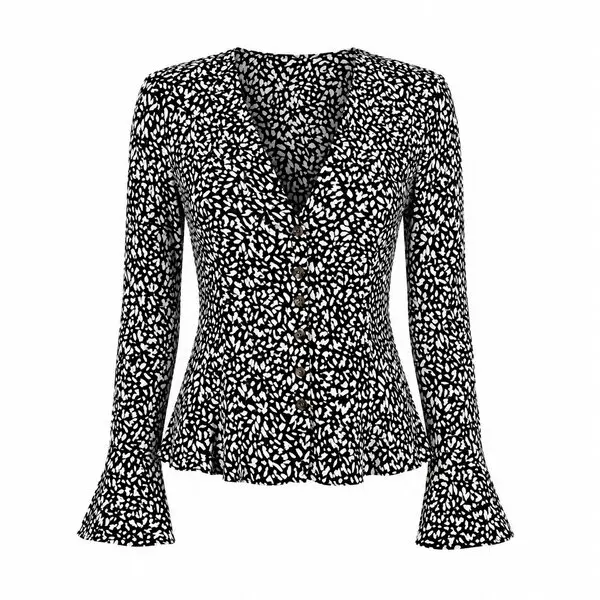 CHIARELLA Black / White Fari Blouse – Black & White Print - Black/white