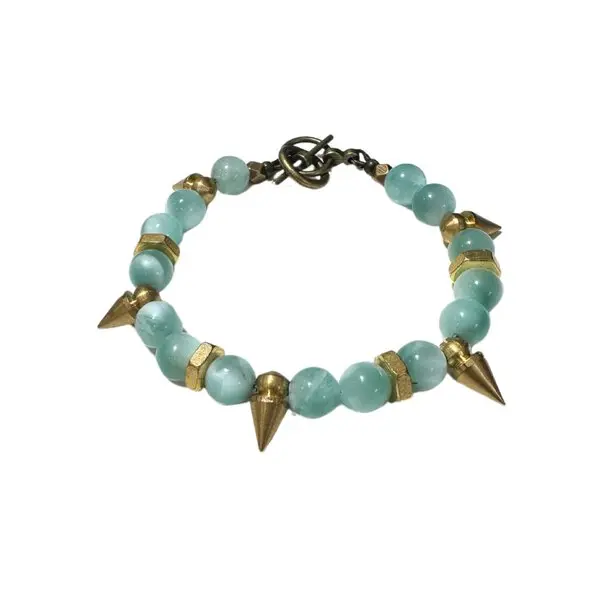 Rachel Nathan Green / Gold On Point: Green Moonstone Bracelet