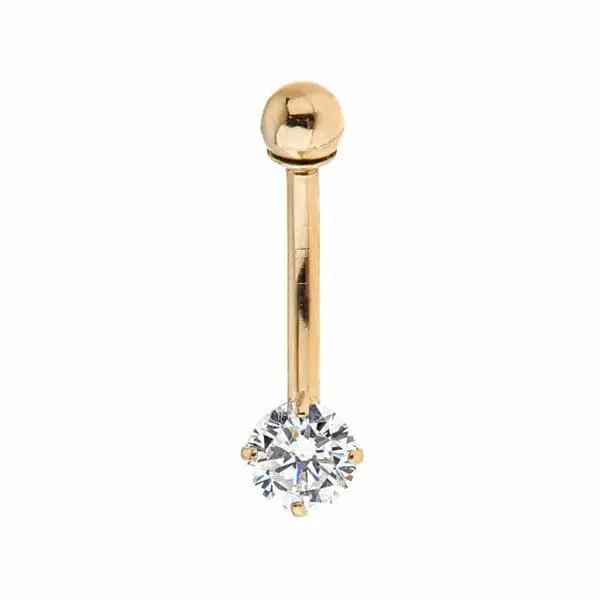 Zahav Jewelry 10k Solid 14g Round Cz Belly Ring