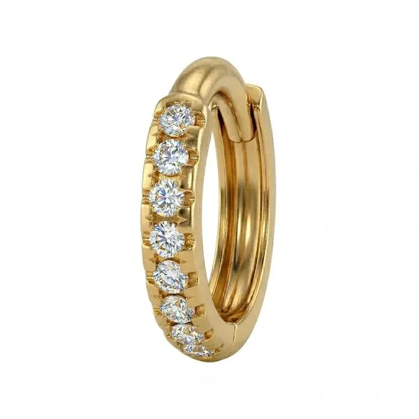 Zahav Jewelry 14k Solid Cubic Zirconia Clicker Hoop - Gold