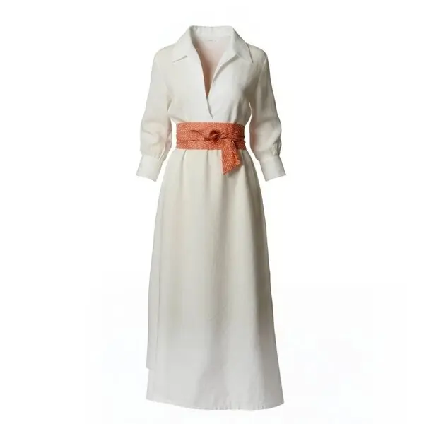 Jacques Zolty Cindy Long Linen Kaftan - White