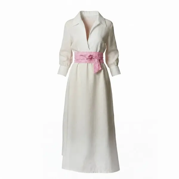 Jacques Zolty Cindy Long Linen Kaftan - White