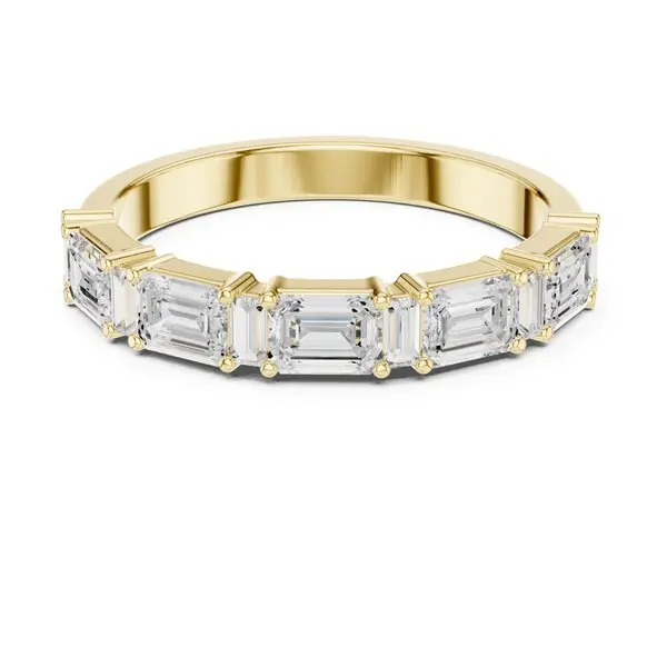 AYA FINE JEWELRY 0.85 Ct Emerald & Baguette Lab Grown Diamond Band Ring In 14k Gold - Yellow