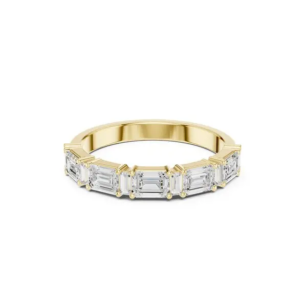 AYA FINE JEWELRY 0.85 Ct Emerald & Baguette Lab Grown Diamond Band Ring In 14k Gold - Yellow