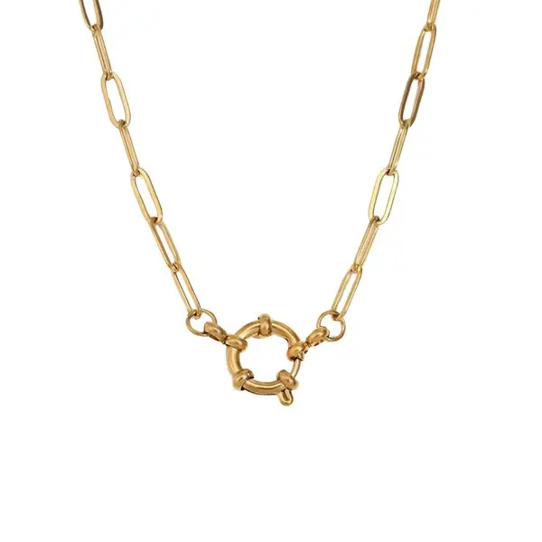 MICKEY'S GIRL Classico Spring Clasp Paperclip Chain Waterproof Necklace - Gold