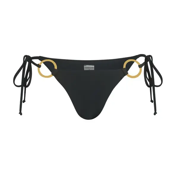 PIANELLA'S Black Bikini Bottom With Gold O-ring Detail