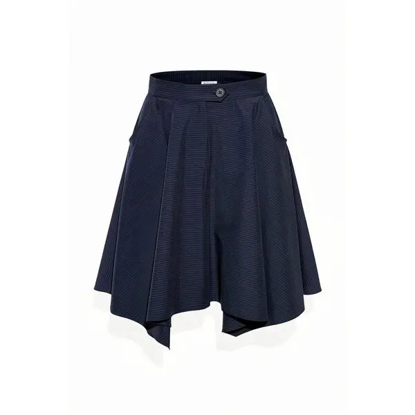 RUE LES CREATEURS Rue Les Créateurs Asymmetric High Waist Striped Skirt
