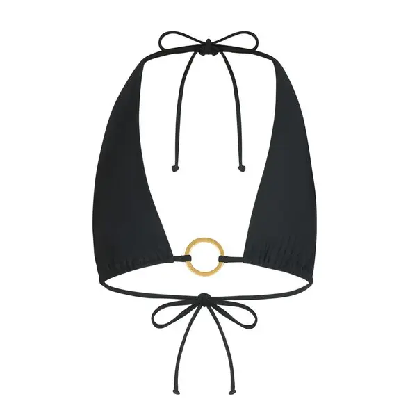PIANELLA'S Vesper Matte Gold O-ring Bikini Top - Black/gold