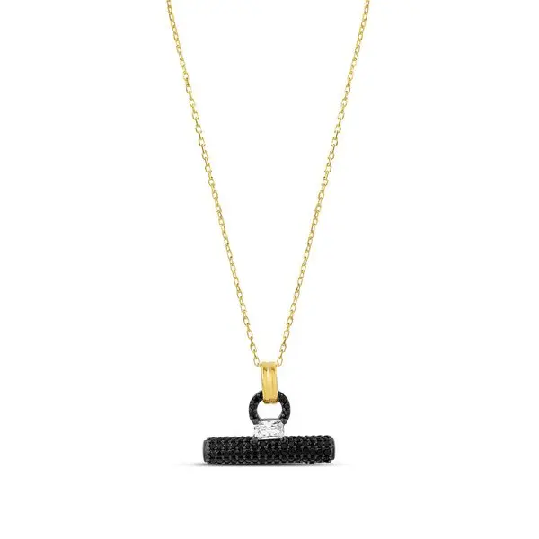SHYMI Gold / Black Pave T Bar Necklace Black