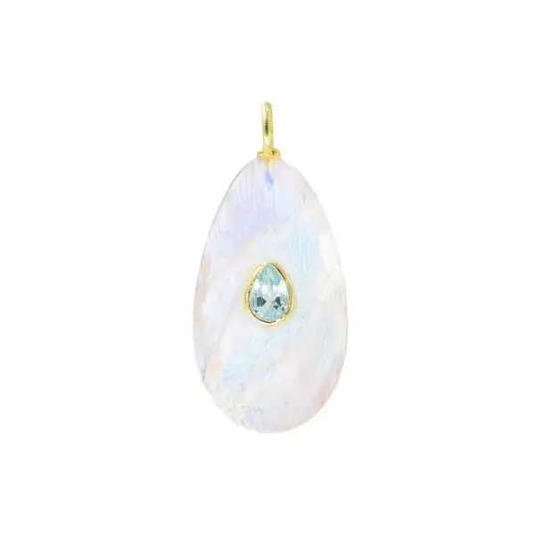 KAMARIA Moonstone Gemstone Pendant With Topaz Large Pear - White