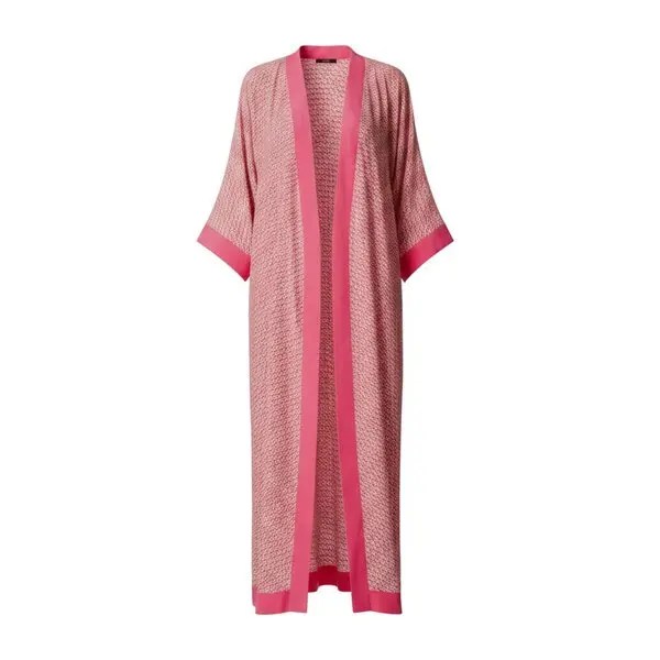 Jacques Zolty Anna Long Silk Kimono J Z Print - Pink