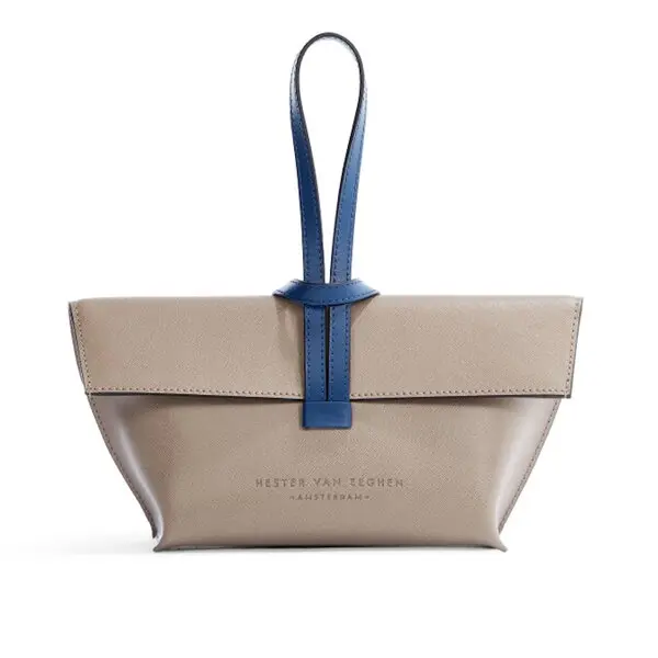 HESTER VAN EEGHEN Felucca S Taupe Saffiano And Denim Bag