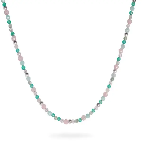 ZOHREH Pastel Semi-precious Beaded Necklace Sterling Silver - Gray