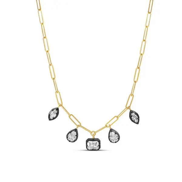 SHYMI Mixed Shape Cubic Zirconia Necklace - Gold/black