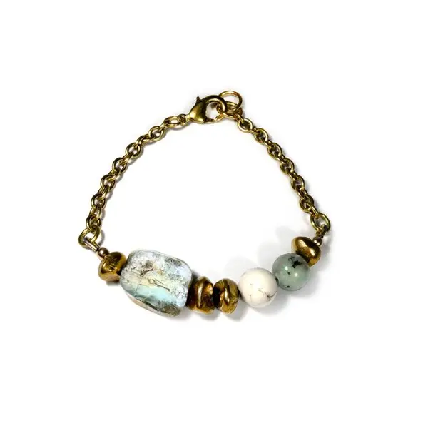 Rachel Nathan Blue / White / Gold Remix Meridian: Peruvian Opal Bracelet - Blue/white/gold