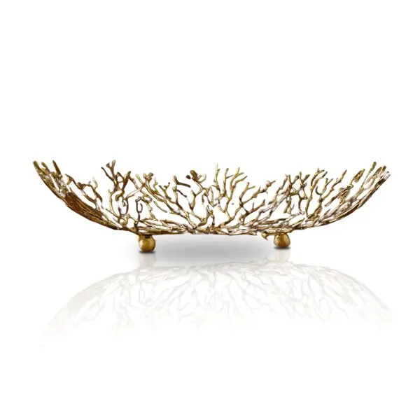 MARLETH Luxury Golden Brass Branch Bowl – Sculptural Openwork Centrepiece