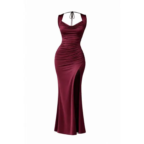 MONICE LONDON Red / Purple Amari Backless & Bra Friendly Maxi Dress Burgundy - Red/purple