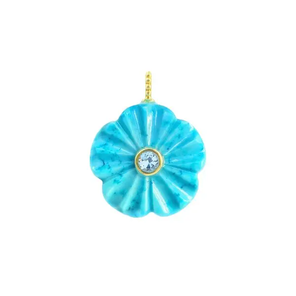 KAMARIA Turquoise Howlite Gemstone Pendant With Topaz Flower - Blue