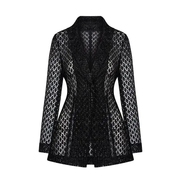 ELSAVA Lace Tailored Blazer - Black