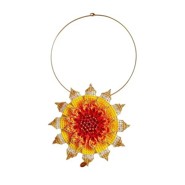 ILIANA ARRAZOLA Beaded Flower Choker - Orange/yellow/gold