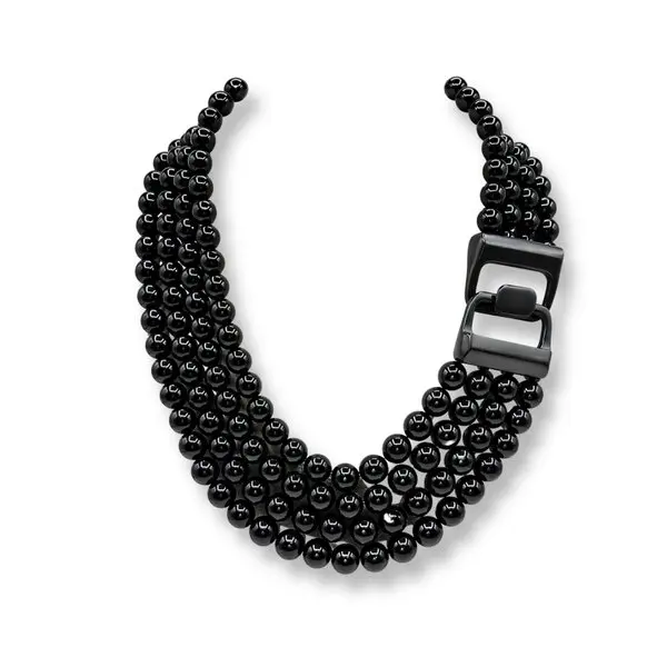 MICHAEL NASH JEWELRY Irena Four Strand Resin Bead Necklace With Matte Clasp - Black