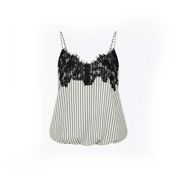 AMY LYNN Sienna Stripe Satin Lace Top - Green