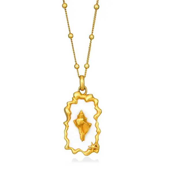 MYRTO KATRAMADOU JEWELLERY Gold Plated Sterling Silver Shell And Starfish Pendant Necklace - Gold/white