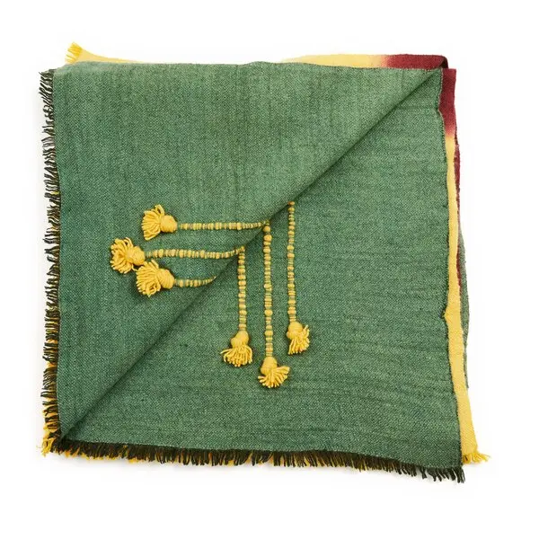 STUDIO VARIOUSLY Handwoven Textured Avocado Merino Wool Throw Blanket