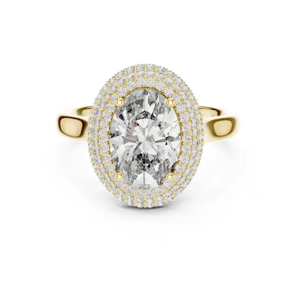 AYA FINE JEWELRY 2.50 Ct Oval Lab Grown Diamond Double Halo Engagement Ring In 10k Gold - Yellow