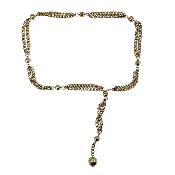 MADISON MAISON Vintage Goldtone Double Chain Station Belt - Gold