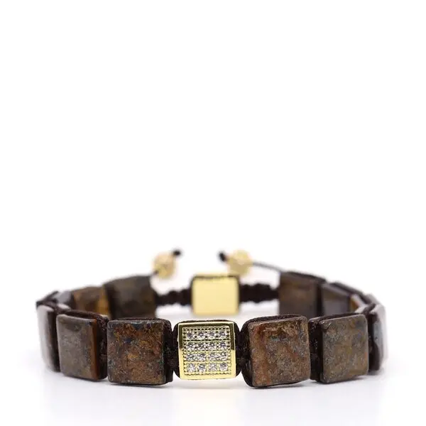Shar Oke Brown / Gold Bronzite Square Bracelet