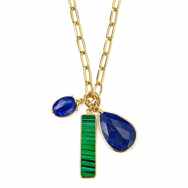 Persia Donà Jewelry Three Gemstones Necklace - Gold