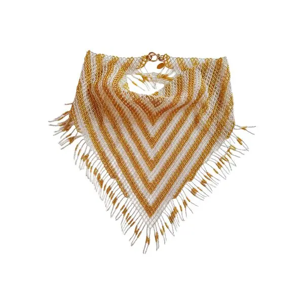 ILIANA ARRAZOLA Gold And Silver Beaded Fringe Necklace