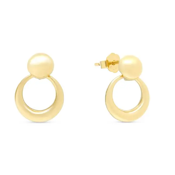 ESTERAH Sculptural Drop Earrings With Polished Finish - Gold