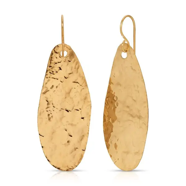 HEATHER HAWKINS Hand Hammered Free Form Cut Earrings Filled - Gold