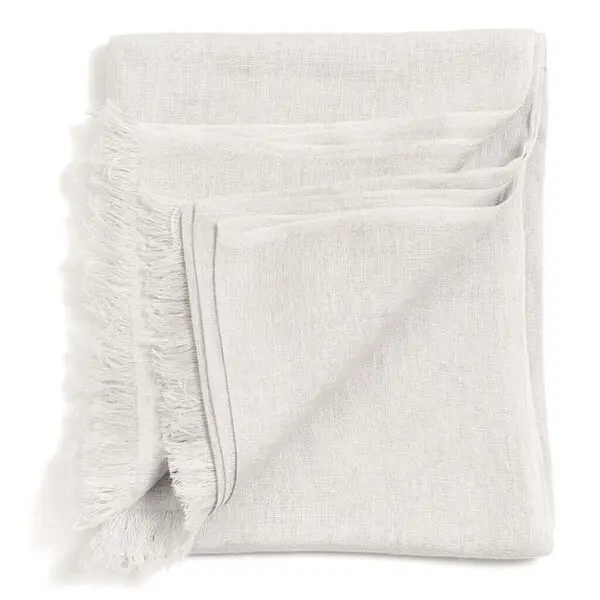 STUDIO VARIOUSLY Pebble Light Gray Hand Woven Soft Linen Scarf - Grey