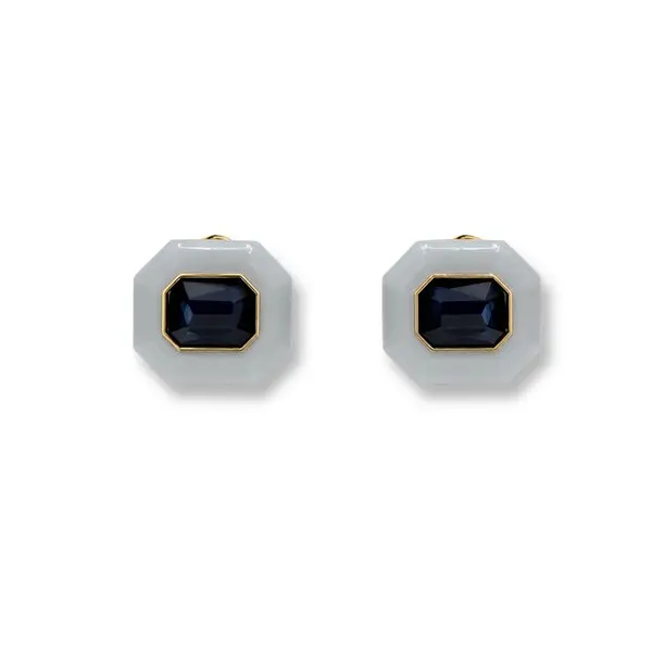 MICHAEL NASH JEWELRY Lena Octagon Earrings With Sapphire Crystal And Aqua Resin - Blue