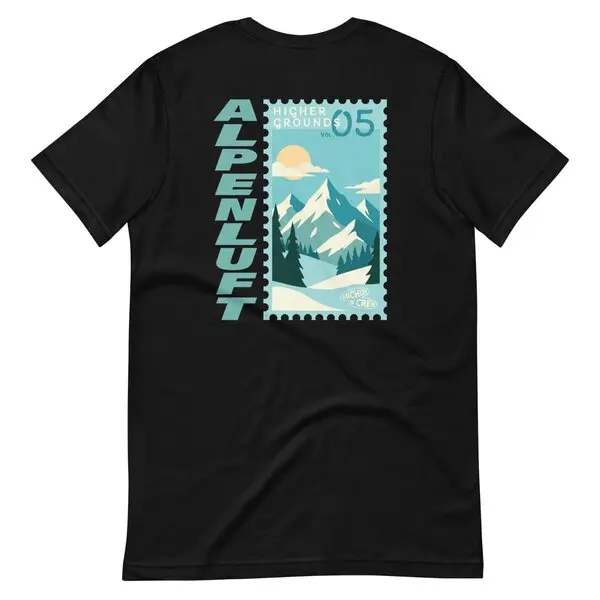 ANCHOR & CREW Organic Cotton T-shirt With Retro Stamp Graphic - Black